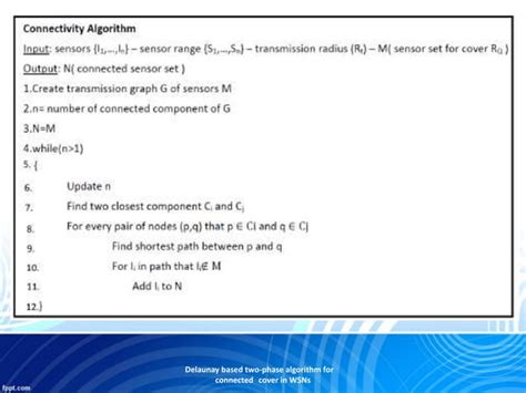 delaunay based two phase algorithm for connected cover in wsns ppt