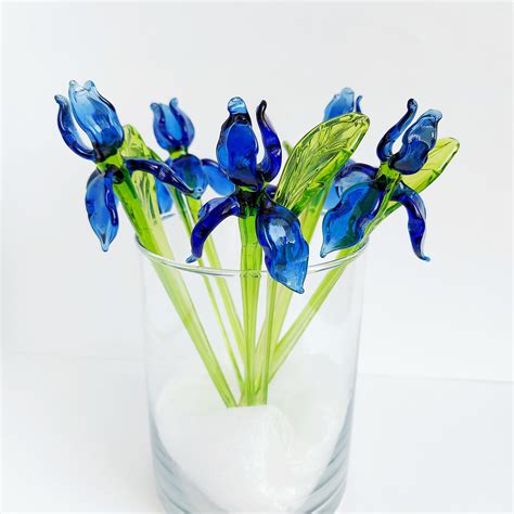 Glass Iris Flower Figurine Hand Blown Iris Flower Glass Etsy