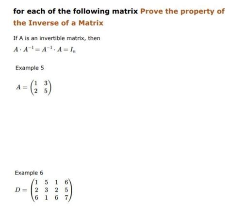 Solved For Each Of The Following Matrix Prove The Property Chegg Com