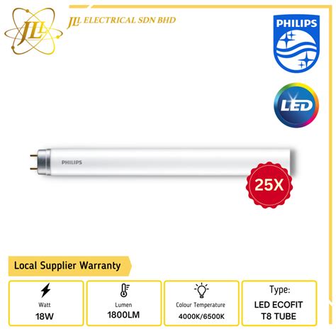 Philips Ecofit Led T8 Tube Ho 18w1800lm 1200mm 25pcsct 4000k6500k