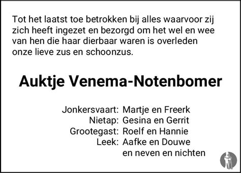 Auktje Venema Notenbomer 02 04 2019 Overlijdensbericht En
