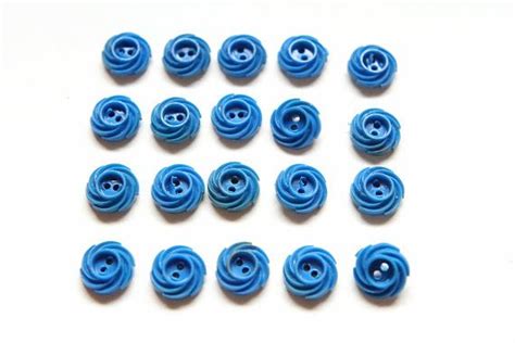 Bright Blue Fancy Plastic Buttons Lot Vintage Buttons Etsy Vintage