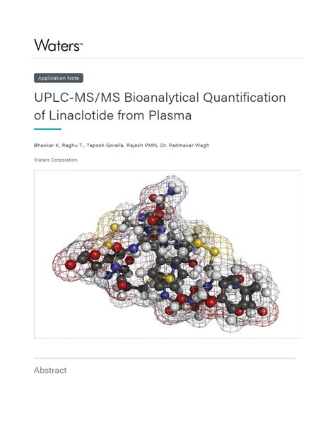 Uplc Ms Ms Bioanalytical Quantification Of Linaclotide From Plasma Pdf High Performance