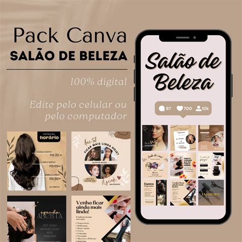 Pack Canva Salão de Beleza Elo7 Produtos Especiais