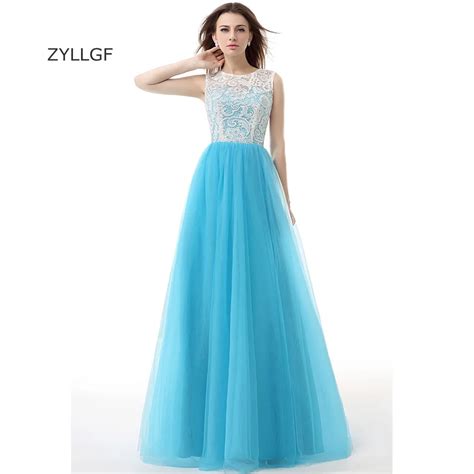 Zyllgf Designer Evening Gowns Patterns A Line Sleeveless Long Tulle