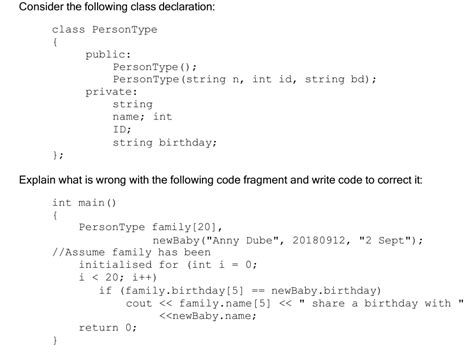 Solved Consider The Following Class Declaration Explain What Chegg