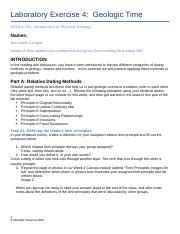 Lab Geologic Time W New Docx Laboratory Exercise Geologic Time GEOL Introduction