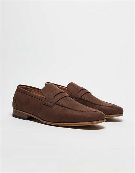 Asos Design Mocassins Imitation Daim Avec Semelle Naturelle Marron