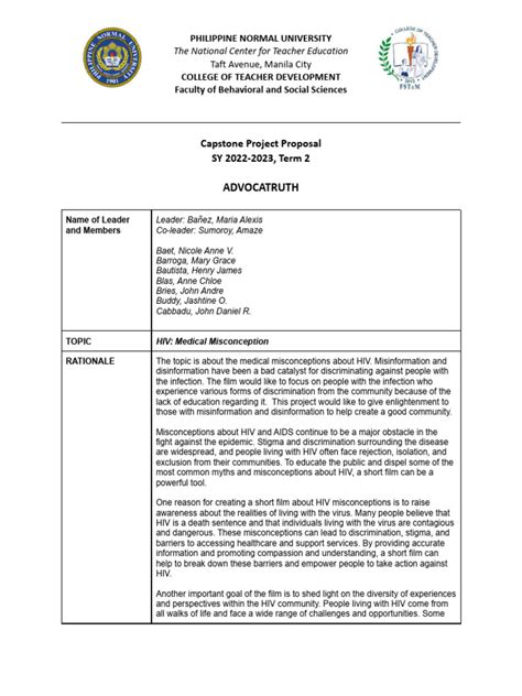 Nlec 4 Group 2 Capstone Proposal Pdf Hivaids Social Stigma