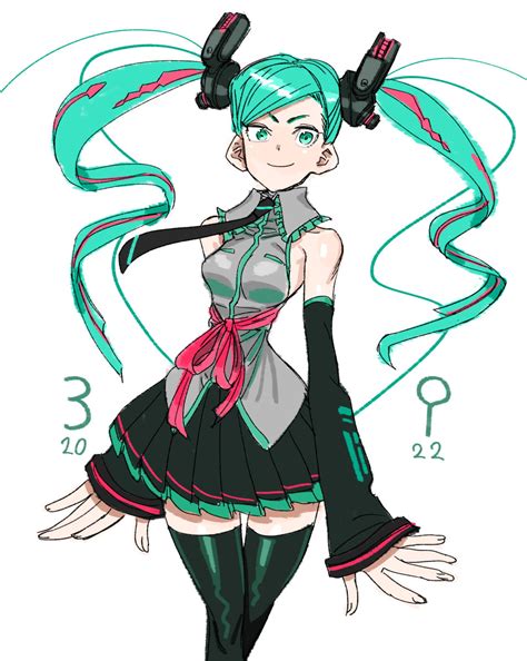 「今日はミクの日でもあったなあということで、ちょっと前になんとなく描いて途中のまま」クサダのイラスト