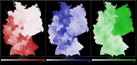 Religious Map Of Germany Catholic Protestants Atheistsother From German Census 2011 Mapporn