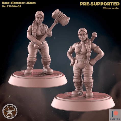 Female Dwarf Builder Miniatures Ottsworkshop