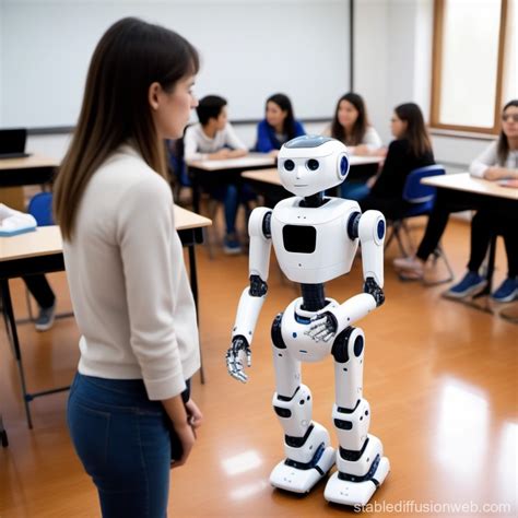 Robot And Teacher In Classroom Stable Diffusion Online