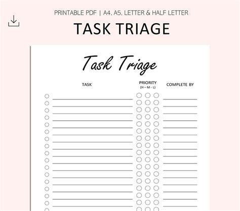 Task Triage Task Priority Printable Brain Dump Pdf A4 Etsy