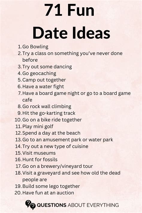 💕71 Fun Date Ideas For Couples Cute And Romantic Good Dates Romantic