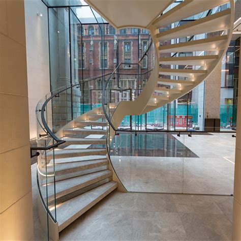 Modern Design Curved Glass Staircases With Bent Glass Railingglass