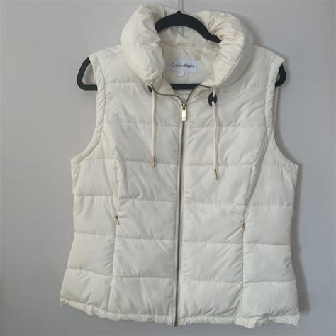 Calvin Klein White Puffer Vest Size L Perfect Depop
