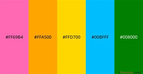 Power Color Palette And Colors Ff69b4 Ffa500 Ffd700 00bfff 008000