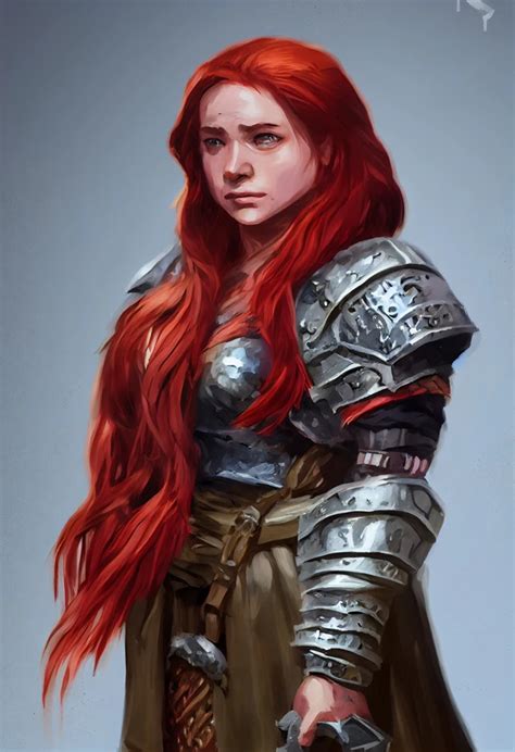 Rough Heavy Female Dwarf In Runic Armor Dungeons And Midjourney