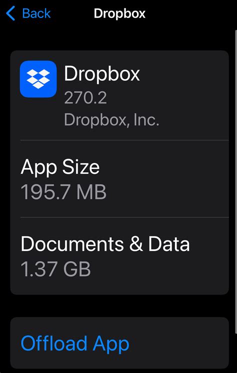 Dropbox Ios App Taking Up 13gb Of Local App Data Storage But No