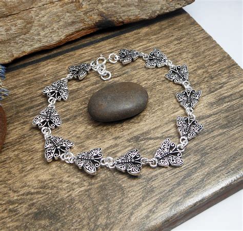 Solid Butterfly Bracelet Sterling Silver Chain Sup Silver Sup Silver