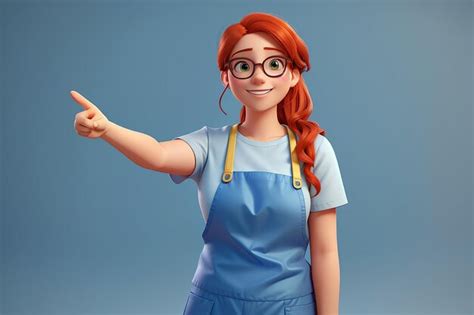 Premium Photo Smiling Casual Redhead Girl Pointing To Copy Space 3d