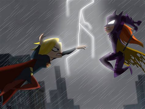 X Batgirl Vs Supergirl Fight K X Resolution Hd K Wallpapers Images