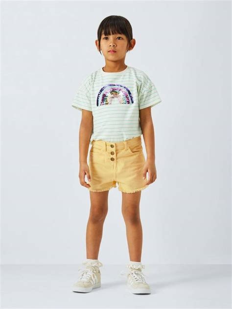 John Lewis Girls Frayed Hem Denim Shorts Yellow