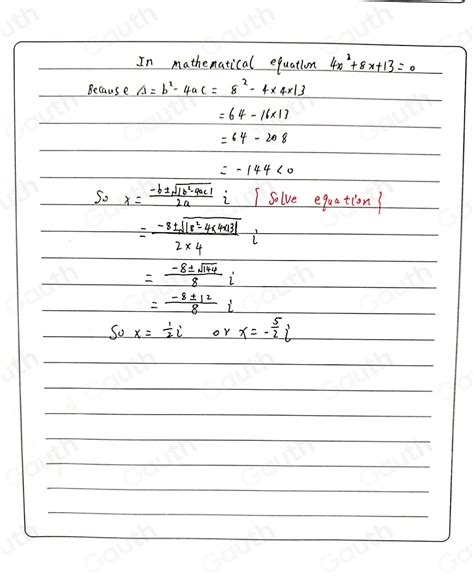 Solved What Are The Roots Of The Equation 4x 2 8x 13 0 In Simplest A Bi Form [algebra]