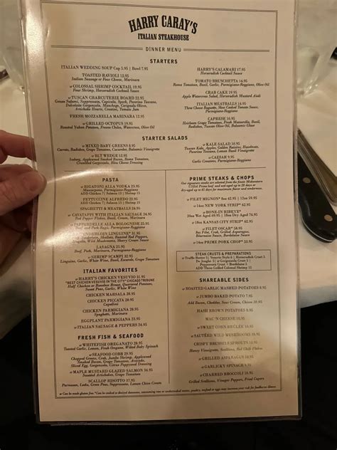 Harry Carays Italian Steakhouse Menu Updated November 2025
