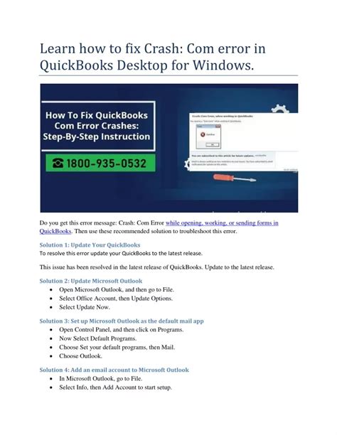 Ppt Learn How To Fix Crash Com Error In Quickbooks Desktop For