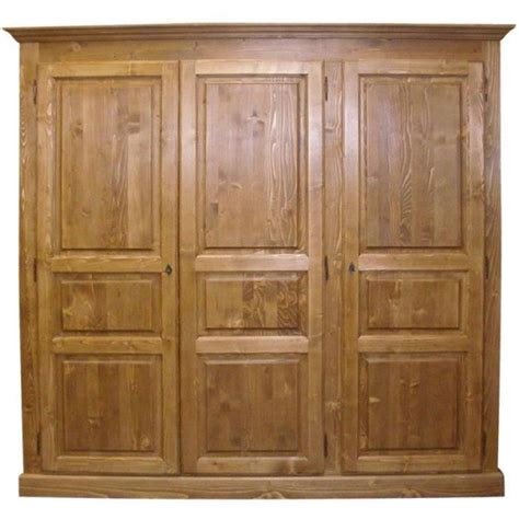 Armoire 3 portes en pin massif ciré miel Bois Achat Vente armoire