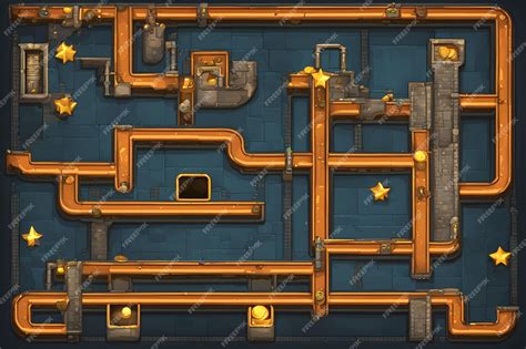 A Retro Arcade Game Level Map Interface With Underground Factory