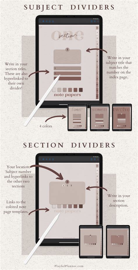 12 Subject Digital Notebook With Hyperlinked Tabs 14 Note Etsy