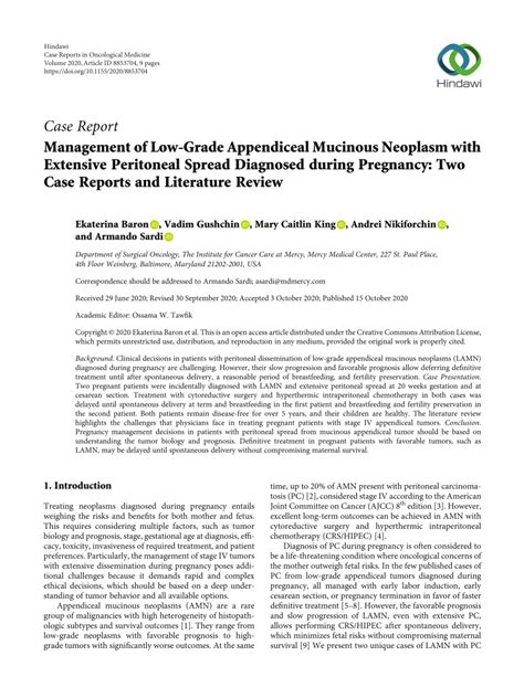 Pdf Management Of Low Grade Appendiceal Mucinous Neoplasm With Extensive Peritoneal Spread
