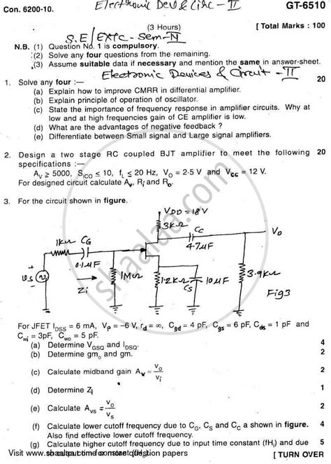 Electronic Devices And Circuits 2 2010 2011 Be Electronics And Telecommunication Engineering