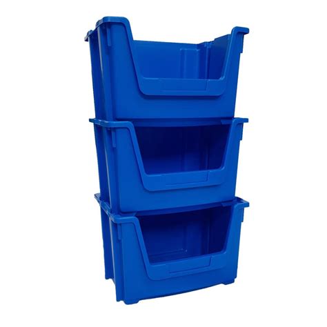 Blue Large Open Front Stacking Storage Pick Bin Containers — Filstorage