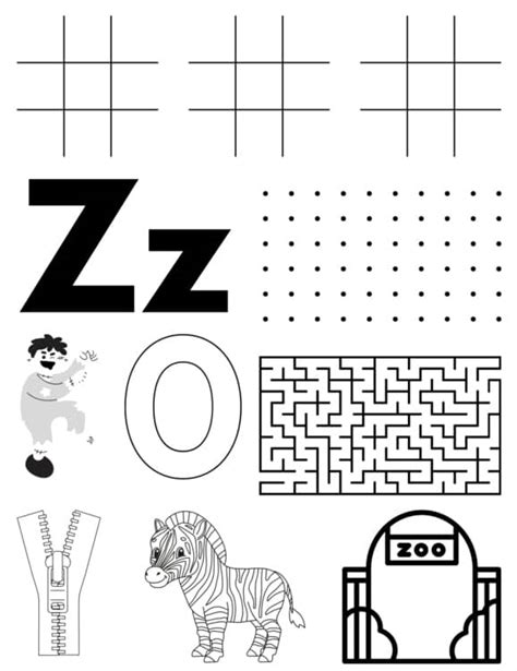 Letter Zz Activity Pages Coloring Mazes Tic Tac Toe And Games Tpt