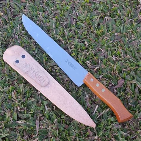Faca Coqueiro Para Churrasco E Cozinha Aço Carbono 9 Bainha