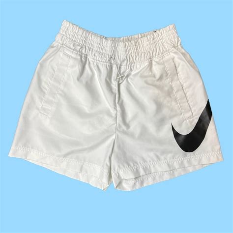 White Nike Shorts Has Wrap Around Swoosh Logo And Depop