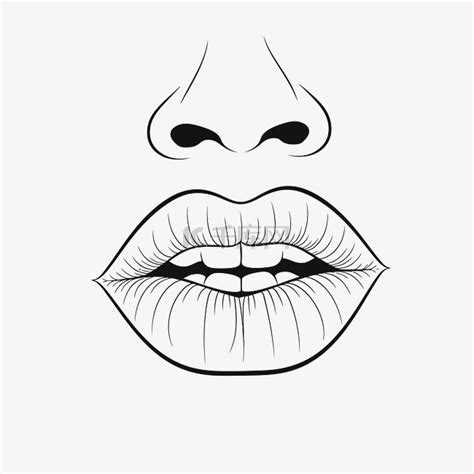 女人的嘴唇黑白线描矢量 Ilustrado Ilustraciones 轮廓草图素材图片免费下载 千库网