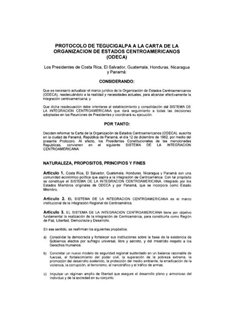 20130124155710356 Protocolo De Tegucigalpa A La Carta De La Organizac