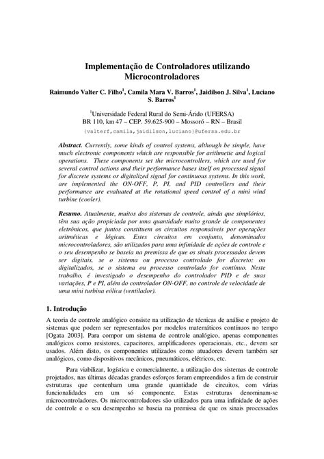Pdf Control System Implementation Using Microcontrollers