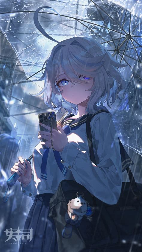 Furina Neuvillette And Leisurely Otter Genshin Impact Drawn By