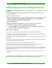 Submax Protocols Lab Docx LABORATORY PES EXERCISE TESTING AND PRESCRIPTION Submaximal
