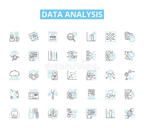 Data Analysis Linear Icons Set Analytics Big Data Insights Metrics