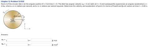 Solved Chapter 5 Problem 5020 Point A Of The Circular Disk Is At