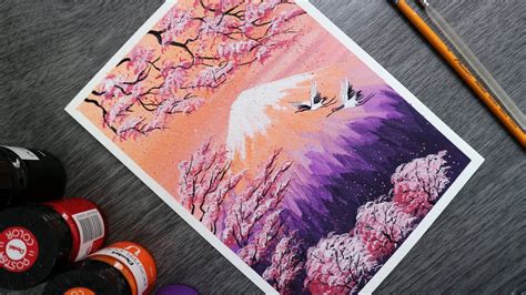 Tranh Vẽ Núi Phú Sĩ Hùng Vĩ Huyền Bí Trên Bức Vẽ