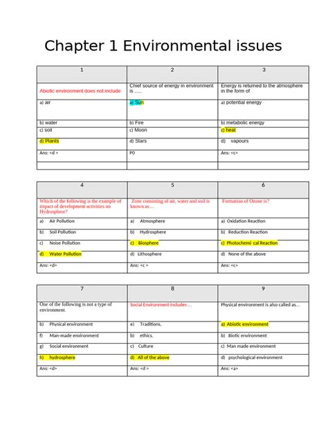 Chapter 1 Mcq Evs Msbte Pdf Natural Environment Atmosphere Of Earth