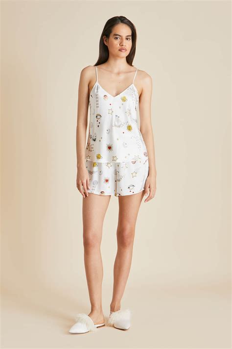 Elle Love Ivory Camisole Set In Silk Satin Olivia Von Halle